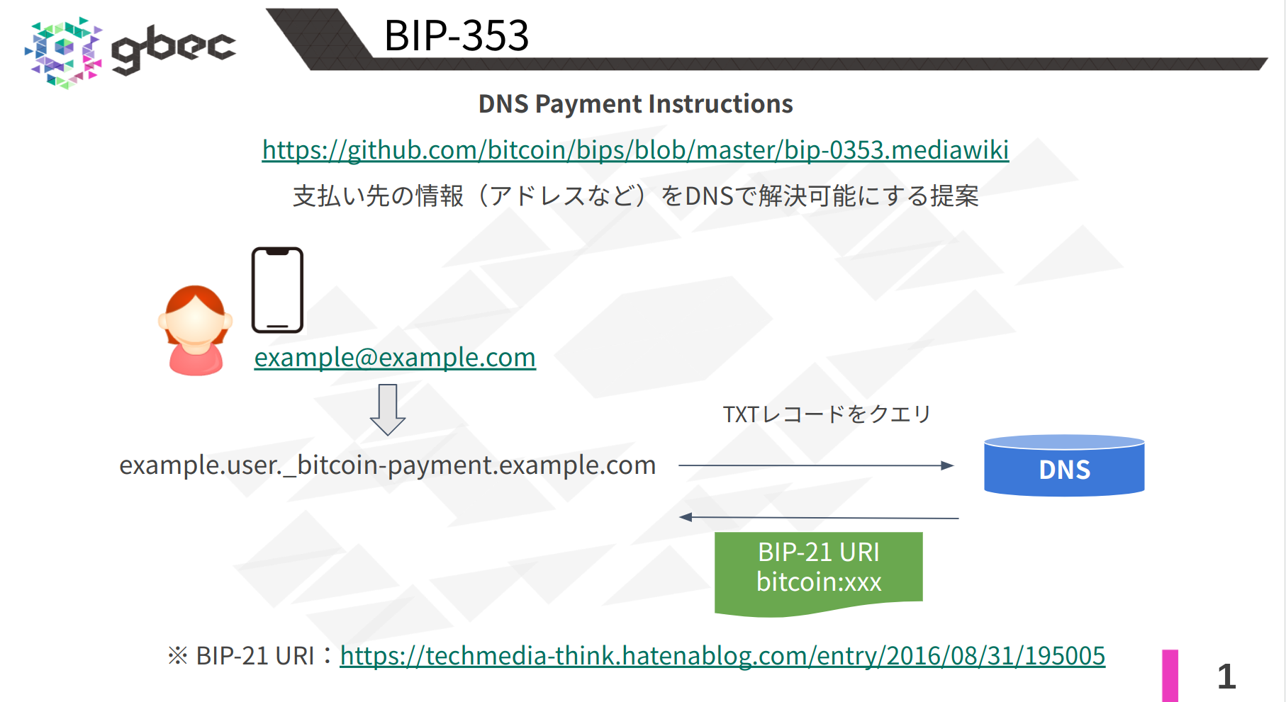 【動画で学ぶブロックチェーン】BIP-353 DNS Payment Instructions - 安土 茂亨氏 - GBEC ...
